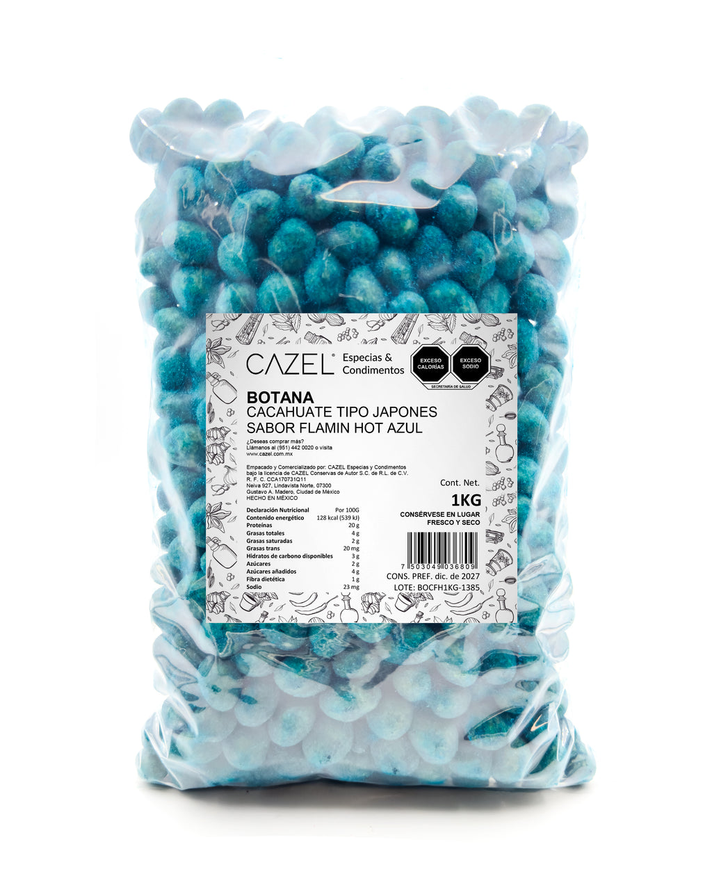 Cacahuate Estilo Japones Sabor Flamin Hot Azul 1KG