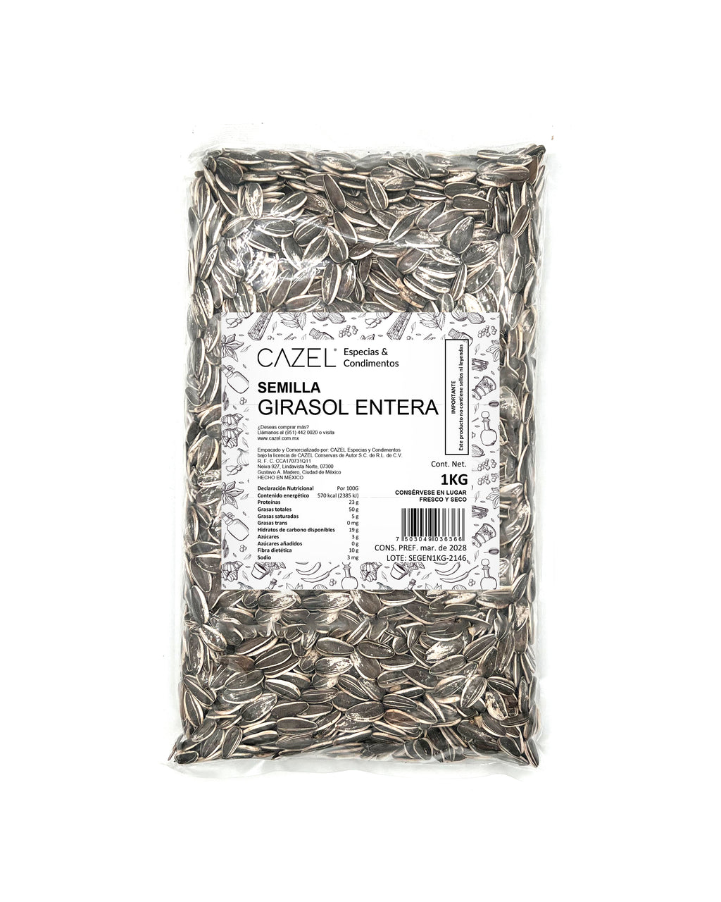 Semilla de Girasol Entera 1KG